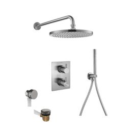 Flova Levo Square Shower Bath Overflow Filler Kit Nickel